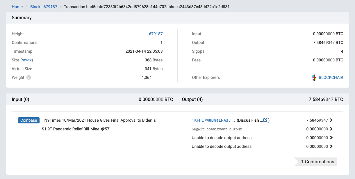 The Block: F2Pool encodes Biden stimulus headline to mark Coinbase's ...